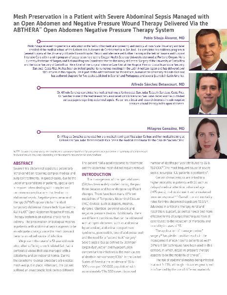 Mesh Preservation in a Patient with Severe Abdominal Sepsis Managed ...